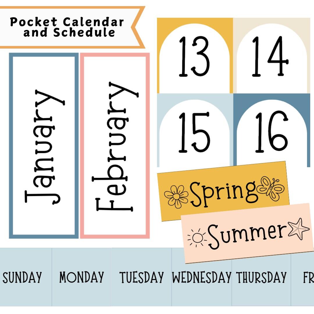 Classroom Pocket Chart Calendar and Schedule - Etsy