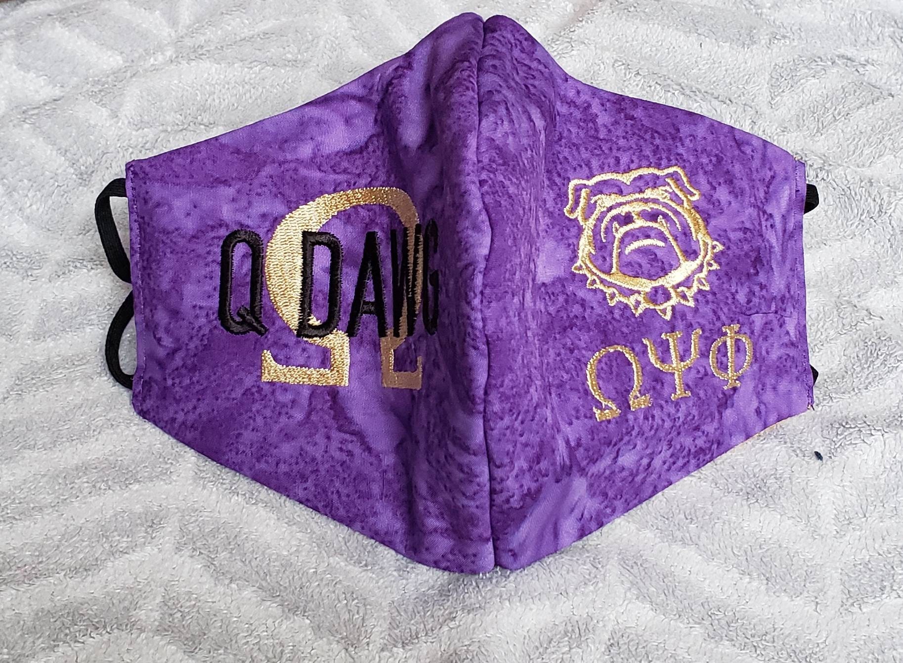 Stylish Embroidered Q Dawg/omega Face Mask Face Covering - Etsy