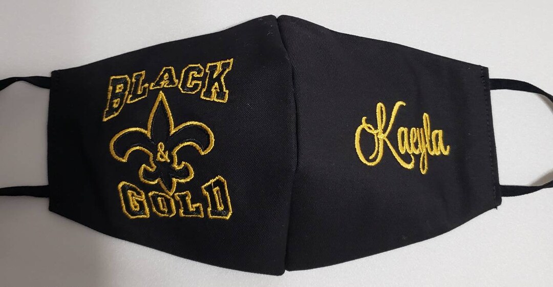 Embroidered Black & Gold Saints Face Mask/covering - Etsy