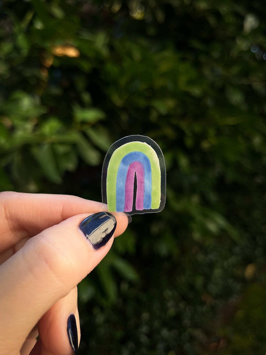 Small Pastel Rainbow Sticker Green, Blue, Purple Watercolor Clear Vinyl ...