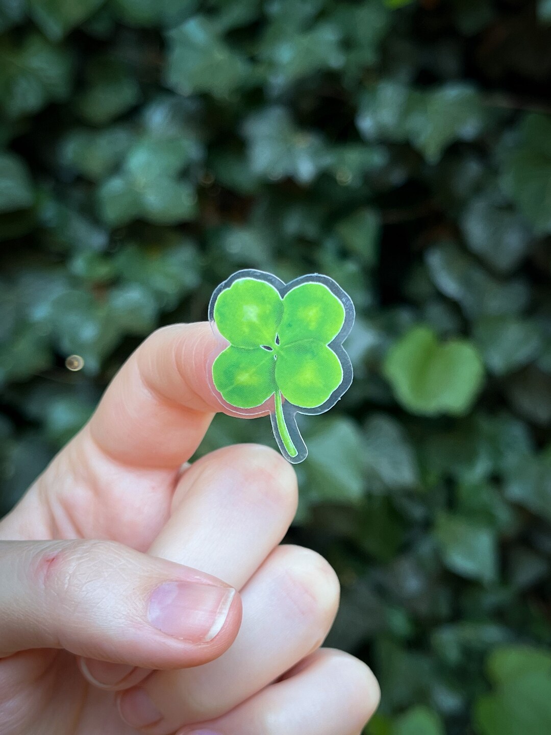 Mini Four-leaf Clover Sticker | Green Lucky Watercolor Decal | Clear ...