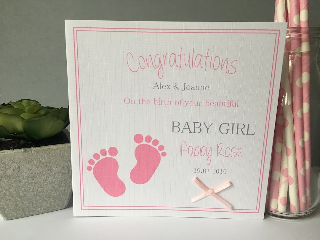 Personalised New Baby Card Birth Daughter Granddaughter Niece God ...