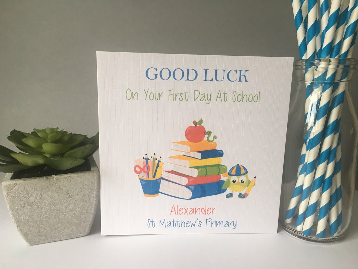 Personalised Good Luck on Your First Day School Card - Etsy