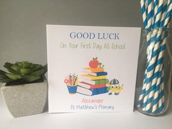Personalised Good Luck on Your First Day School Card | Etsy