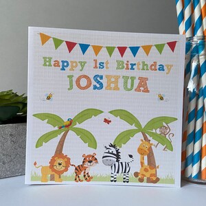 Personalised Boys Birthday Card Jungle Animals Son Grandson Nephew 1st ...