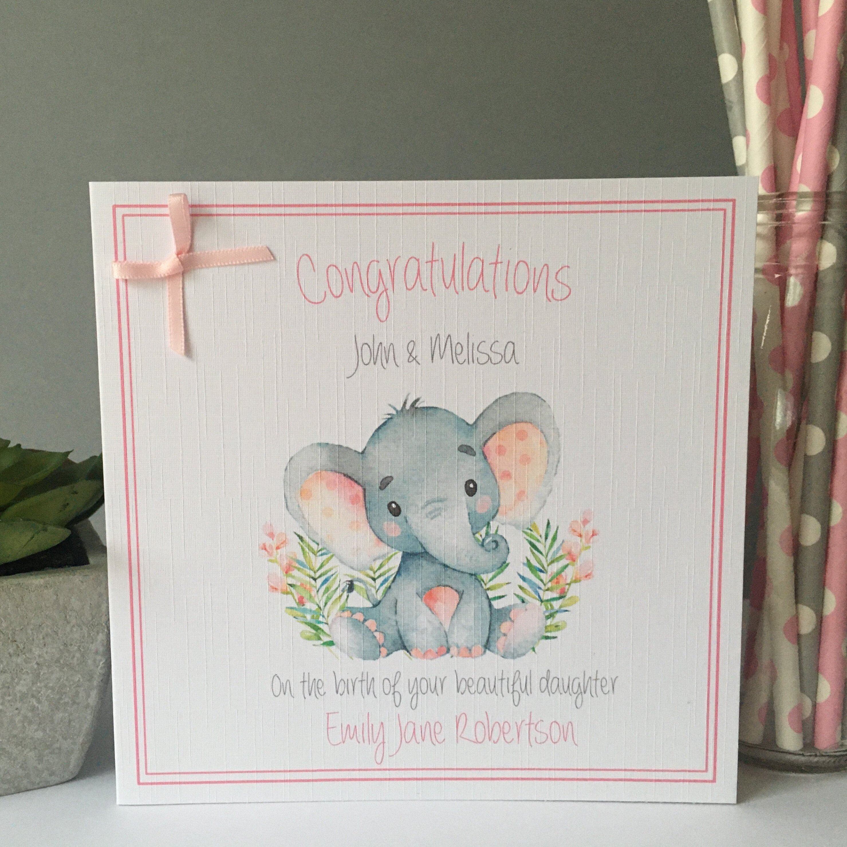 Handmade Personalised Congratulations New Baby Girl Card - Etsy UK