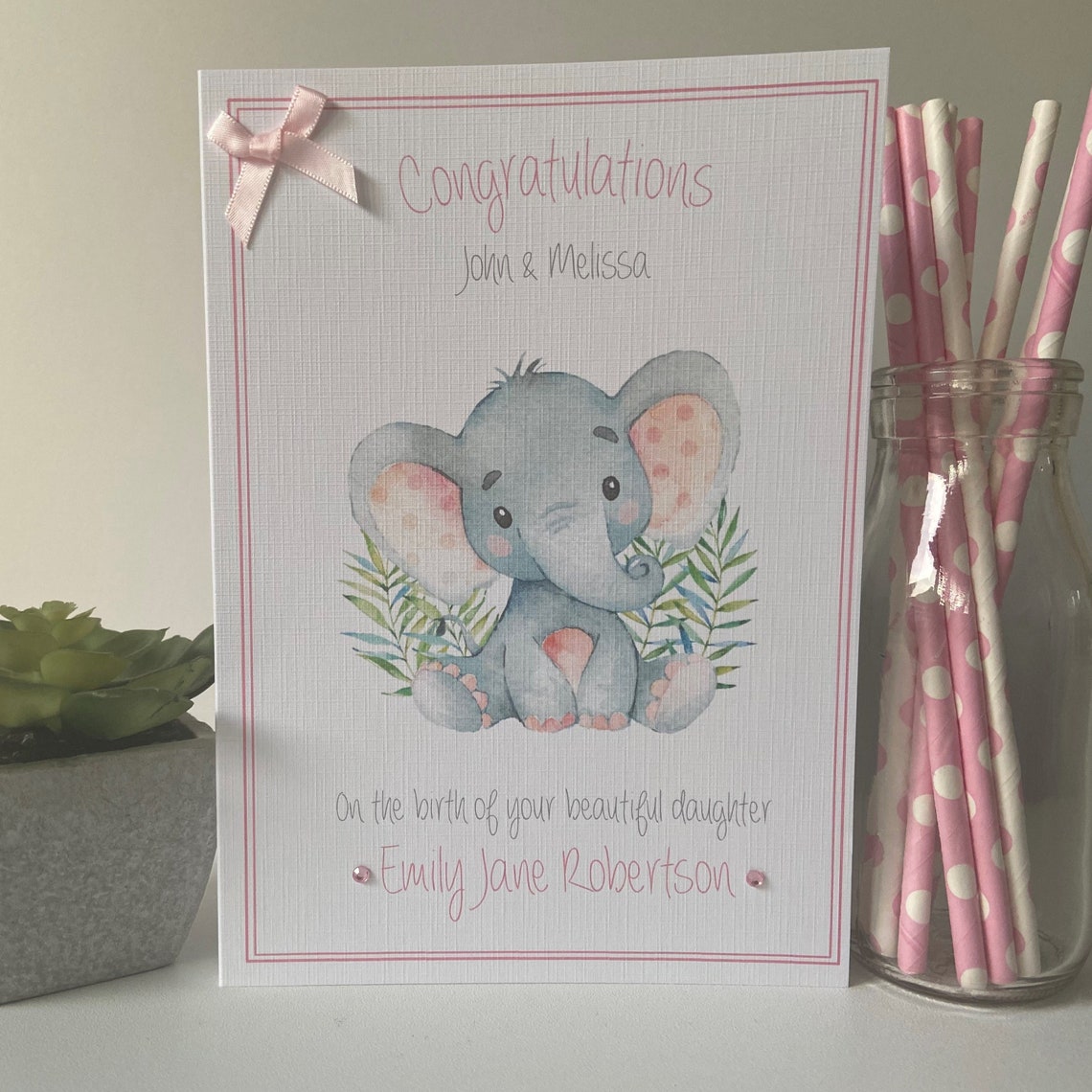 Handmade Personalised Congratulations New Baby Girl Card - Etsy UK