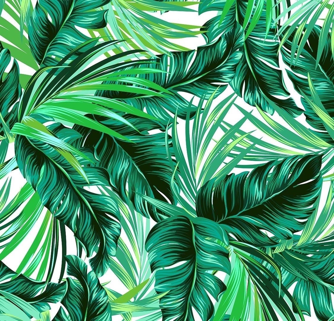 Tropical Large Leaf Patterned Fabric Digital Printed Fabric Multi ...