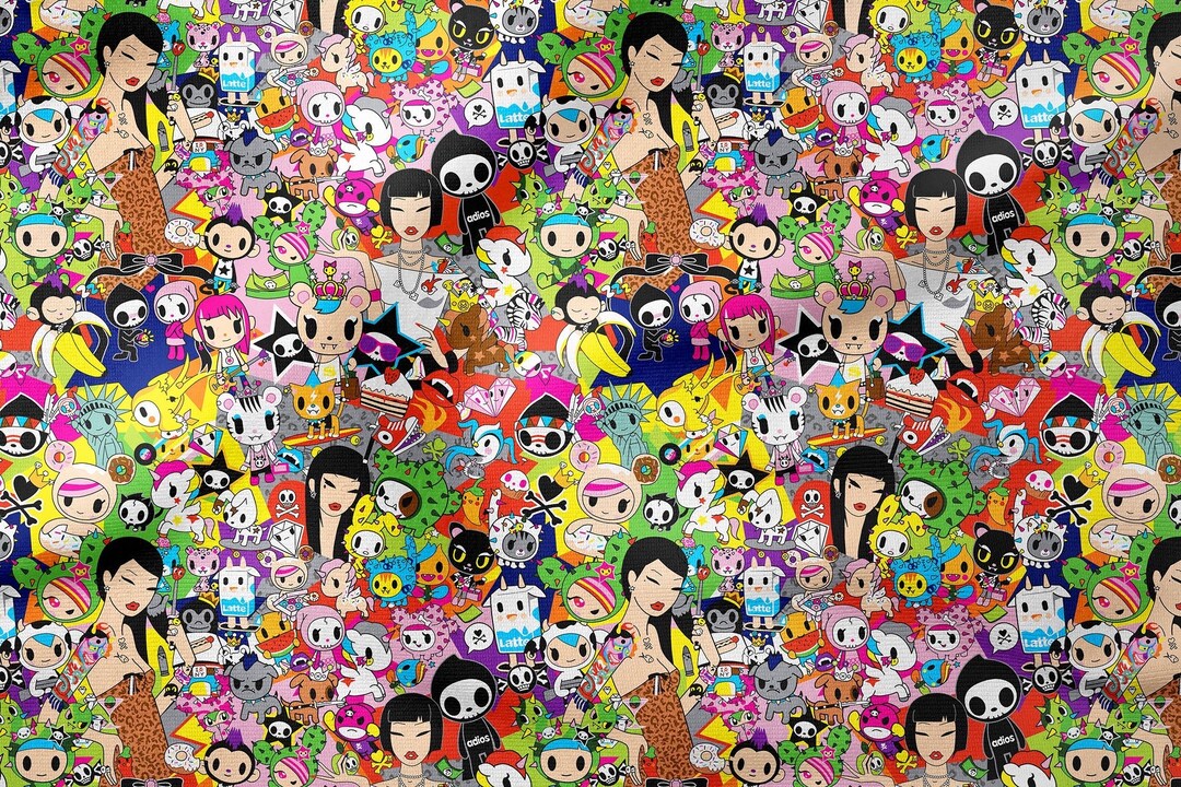 Colorful Tokidoki Cartoon Character Patterned Digital Printed Fabric by ...