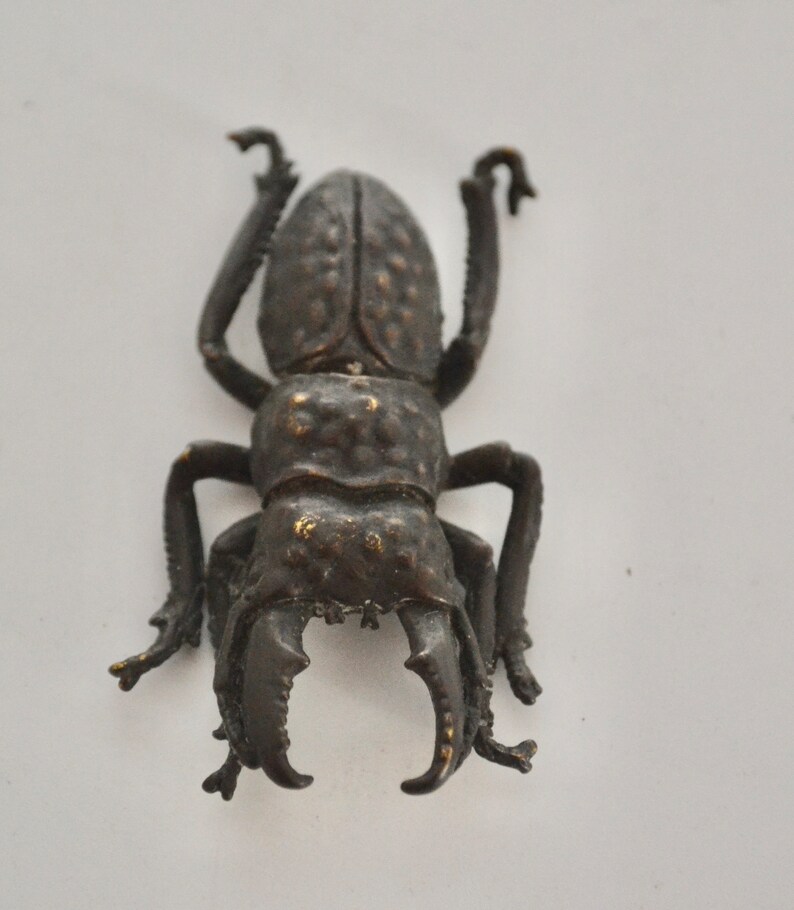 Vintage Japanese Bronze STAG BEETLE Bronze Insect Sculpture 5.5cm Long ...