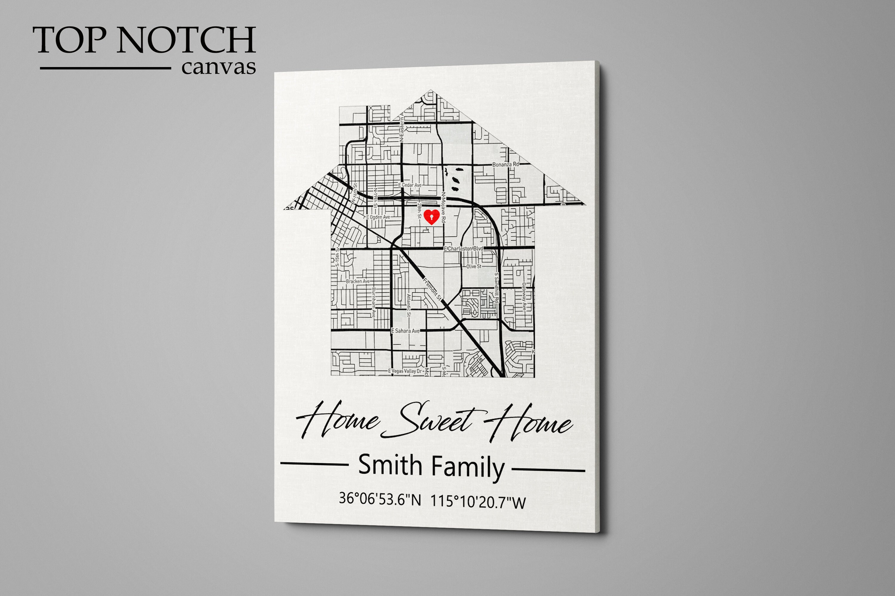 Home Sweet Home Map Map for Home Your Home Location - Etsy