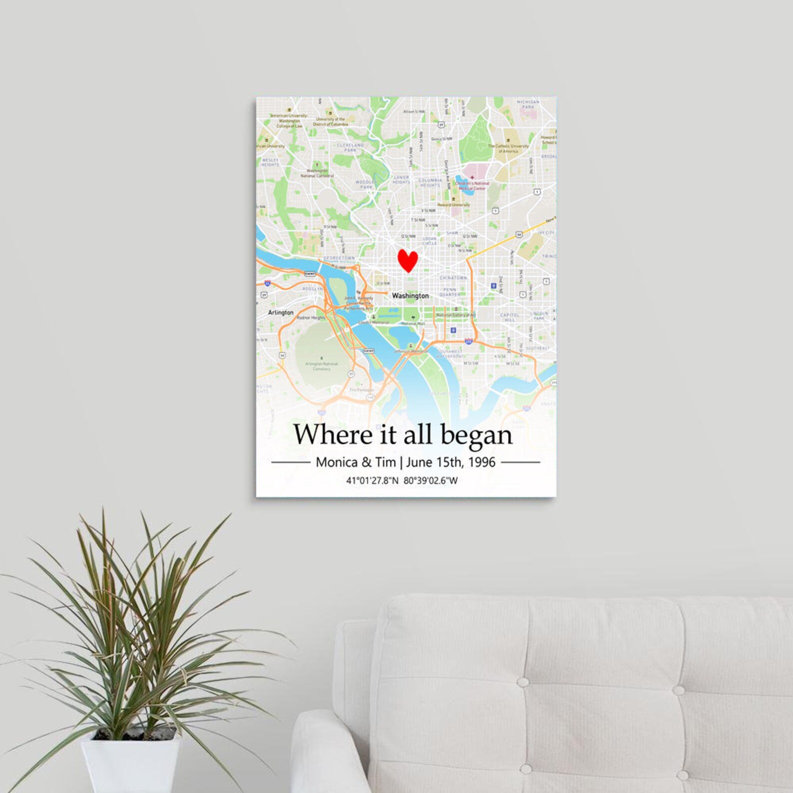 Where It All Began Map , Custom Map , Our First Date , Framed Map ...