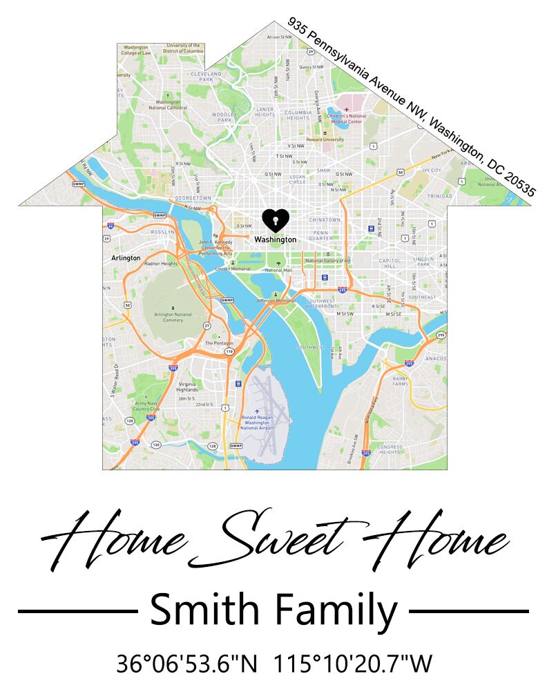 Home Sweet Home Map Map for Home Your Home Location - Etsy