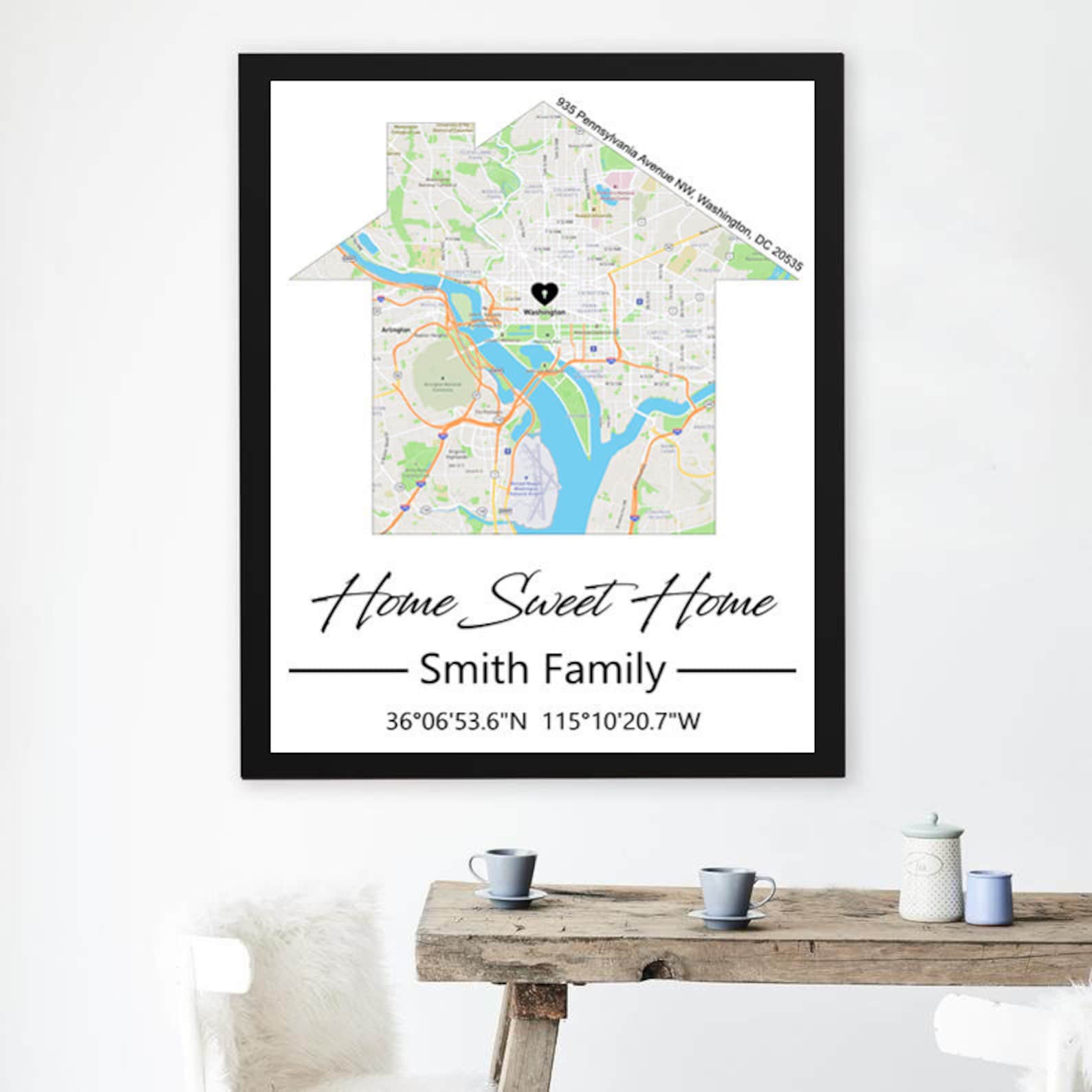 Home Sweet Home Map , Map for Home , Your Home Location , Custom Map ...