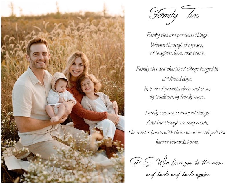 Family Photo and Text, Photo to Canvas With Poetry, Poem Print ...