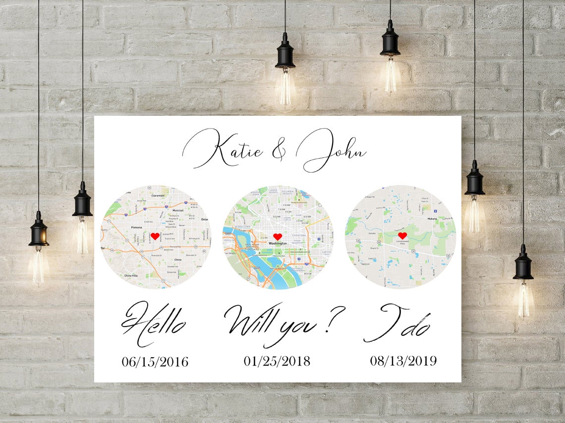 Hello Will You I Do Map Map for Married Couple Engagement - Etsy