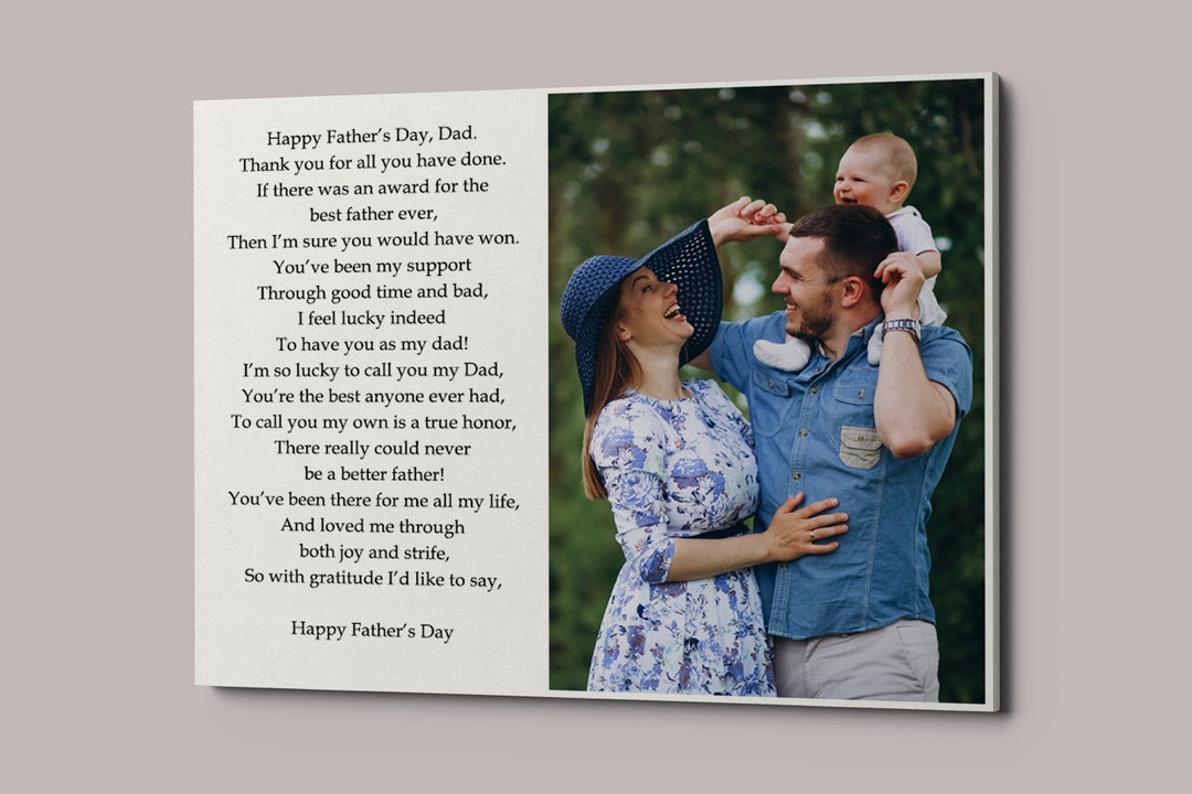 Father's Day Custom Gift, Custom Poem Print, Photo to Canvas With ...