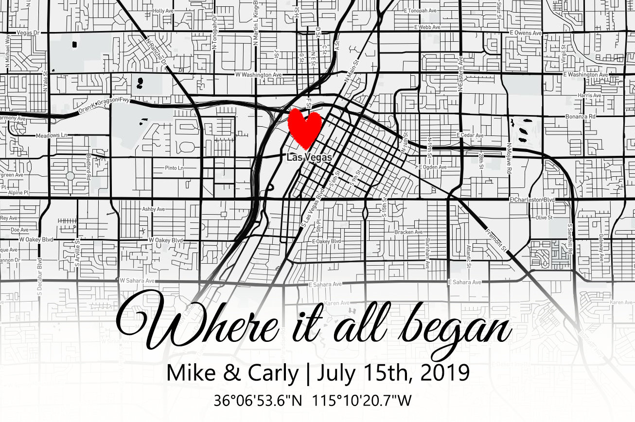 Where It All Began Map , Custom Map , First Time We Met , Address Map ...