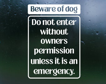 Beware of Dog Decal, Beware of Dog Sticker, Beware of Dog Window Decal ...
