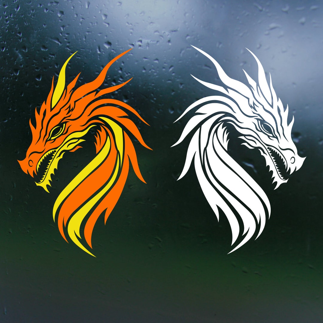 Dye Cut Vinyl Pack of 2 Mirrored Dragon Decals Car Decals, Truck Decals ...
