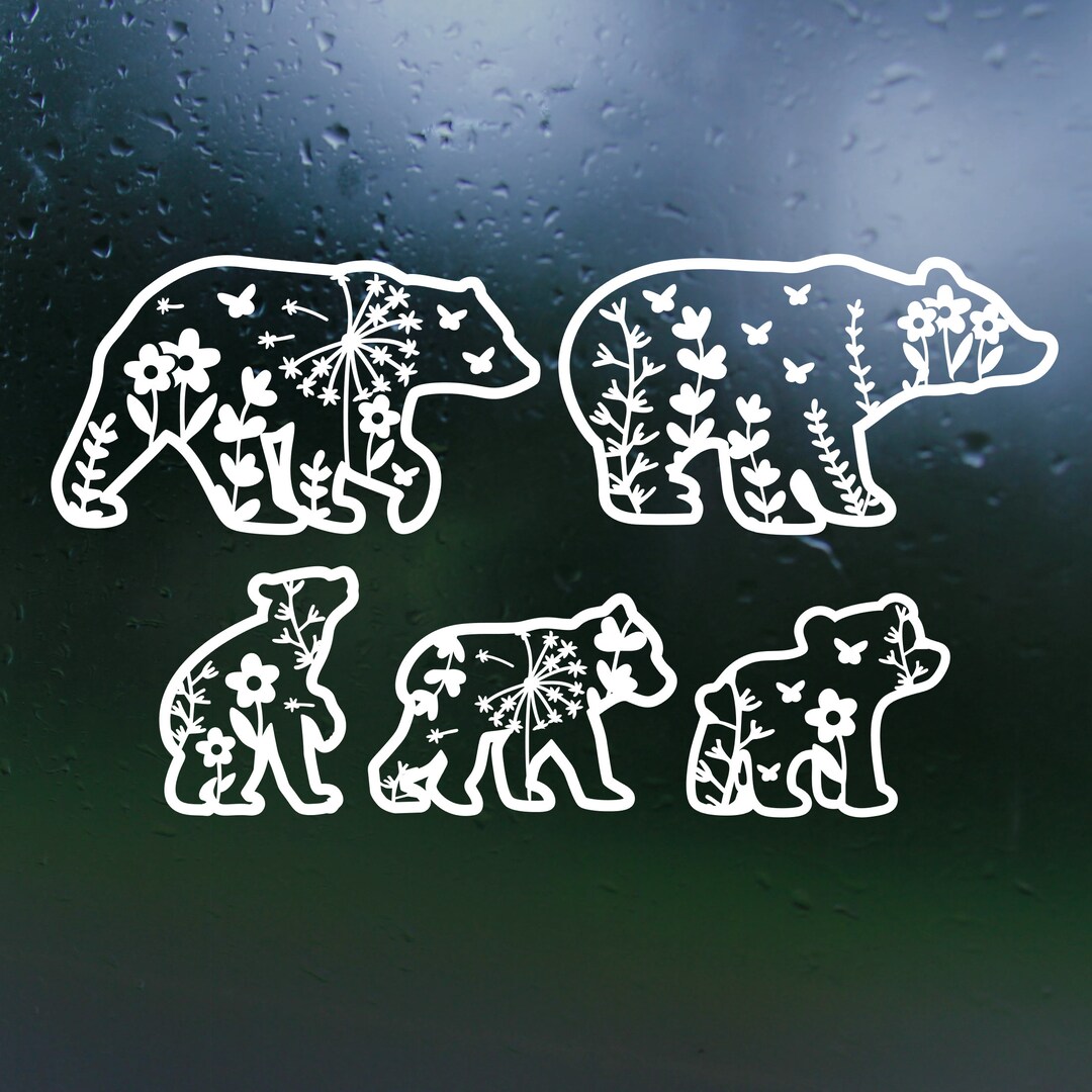 Custom Floral Bear Family Vinyl Decal Car Decal, Window Decal, Bumper ...