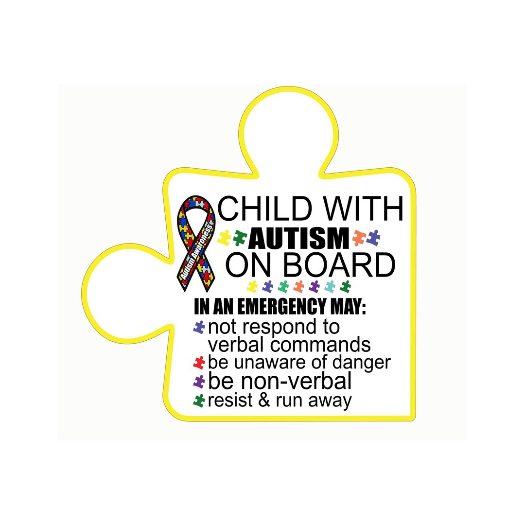 Child With Autism on Board Vinyl Car Decal - Etsy