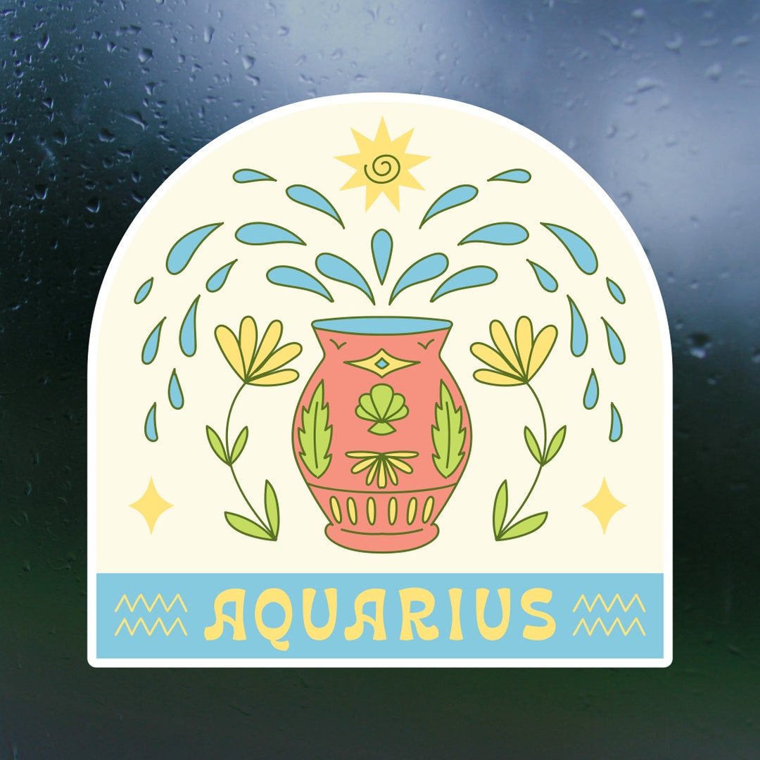 Aquarius Zodiac Sign Vinyl Sticker Decal for Cars, Trucks, Laptops ...