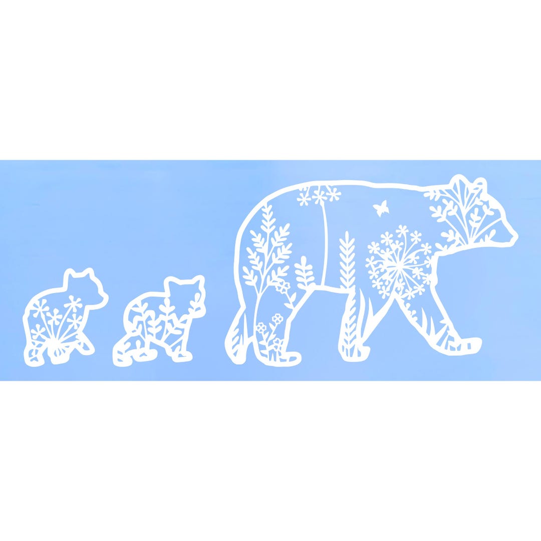 Floral Boho Bear Family Vinyl Decal Pack- Car Decal, Rear Window Decal ...