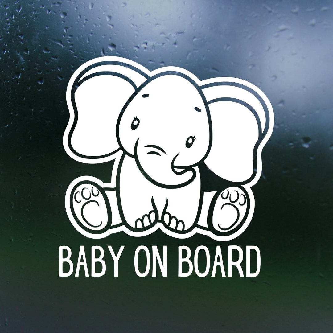 Dye Cut Vinyl Waterproof Elephant Baby on Board Decal Car Decal, Window ...