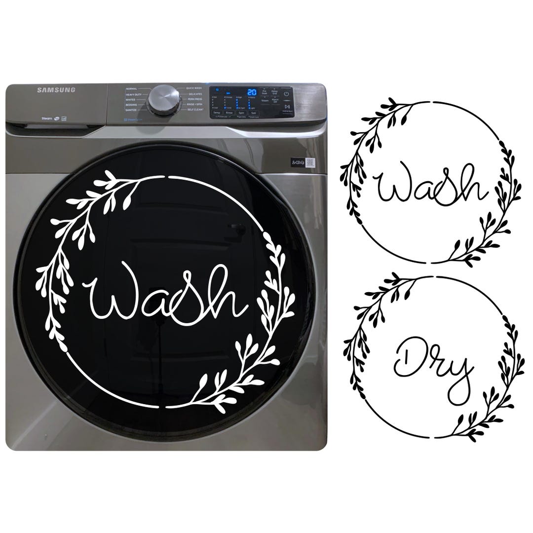2 PC Die Cut Vinyl Branch Wreath Washer and Dryer Decal Pack - Laundry ...