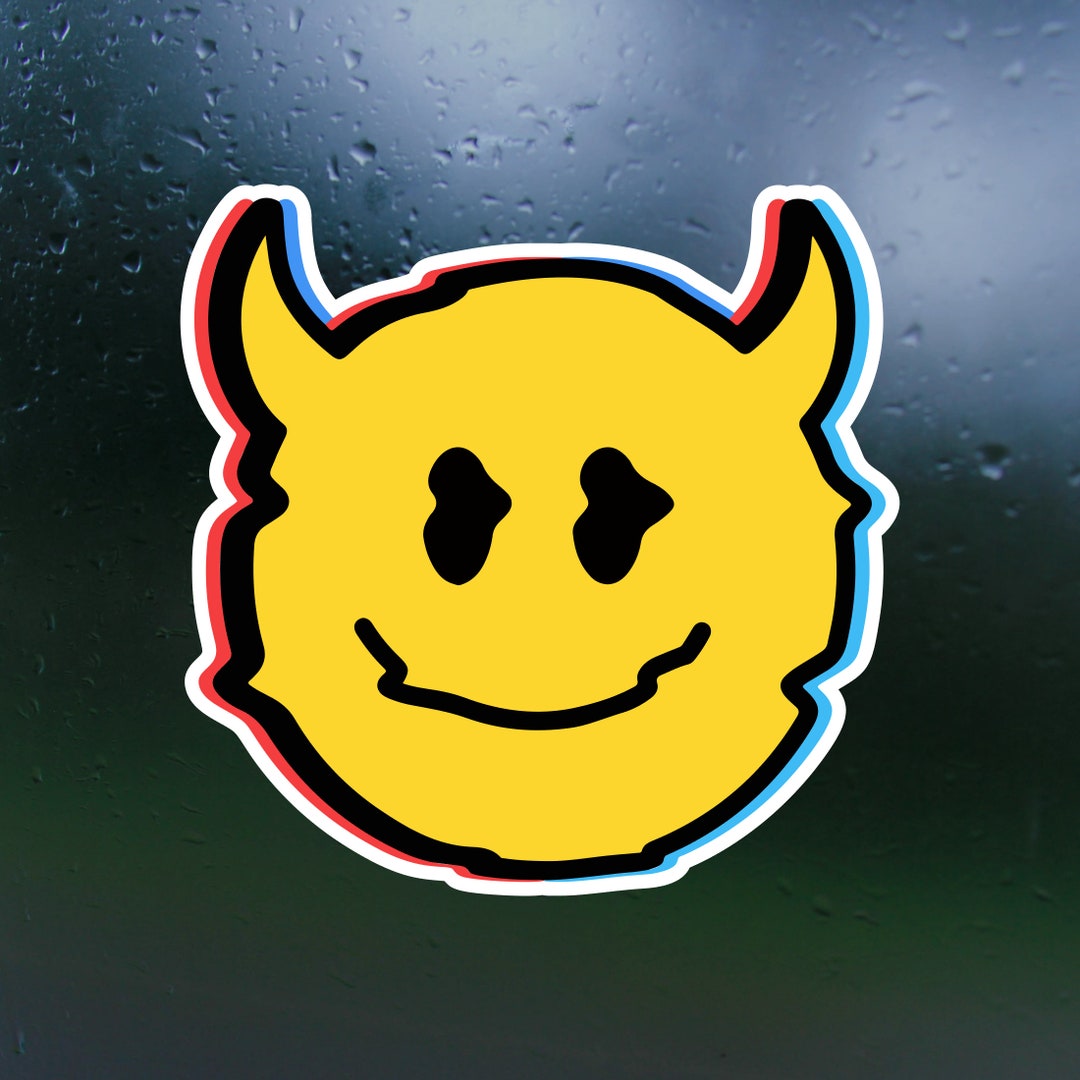 Glitched Smiley Face Sticker for Car, Mug, Mirror, Laptop & More - Etsy