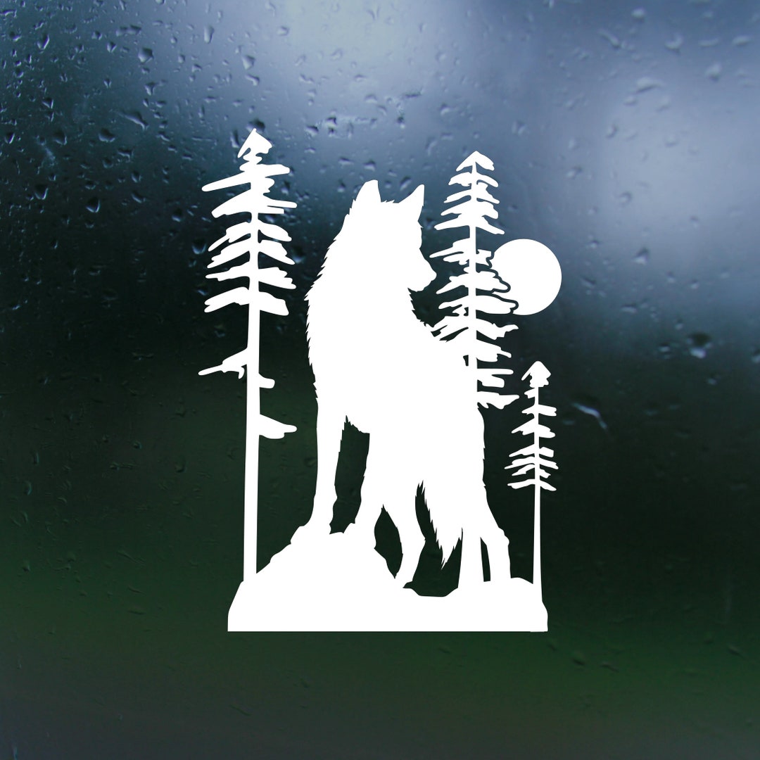 Wolf Standing on Cliff Vinyl Decal Car Decal, Rear Window Decal, Laptop ...