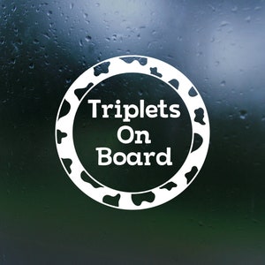 Die Cut Vinyl Cow Print Baby / Kids / Twins / Triplets on Board Decal ...