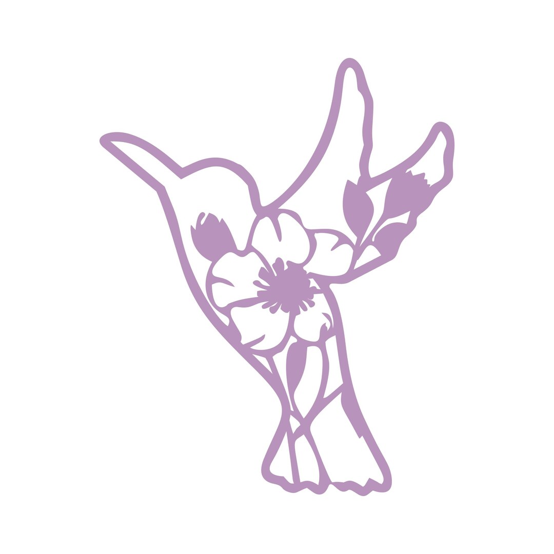 Die Cut Vinyl Hummingbird Floral Decal - Vehicle, Window, Tumbler ...