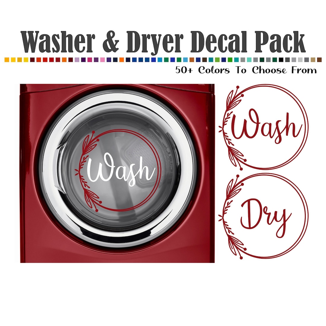Dye Cut Vinyl Washer & Dryer Decal Pack Simple Boho Wreath Laundry Room ...