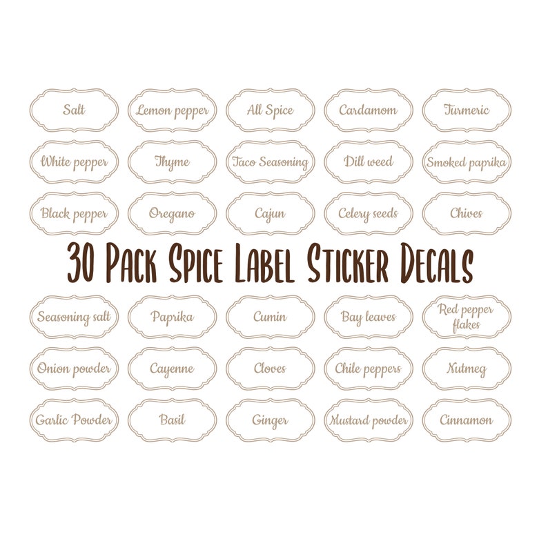 30 Pc Spice Label Sticker Decals - Waterproof Stickers - Etsy