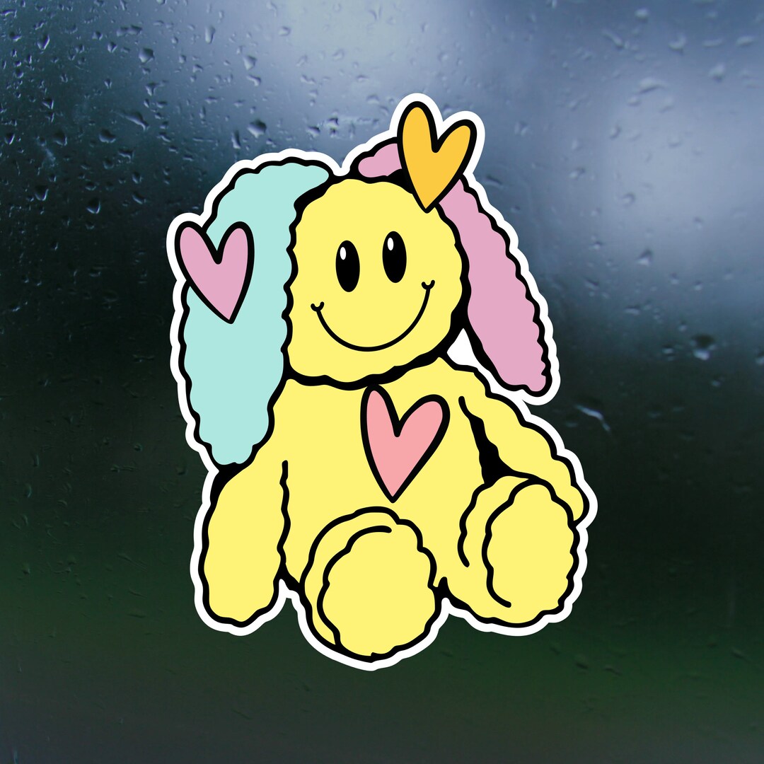 Smile Face Plushie Sticker for Cars, Mugs, Glass, Mirrors, Laptops ...