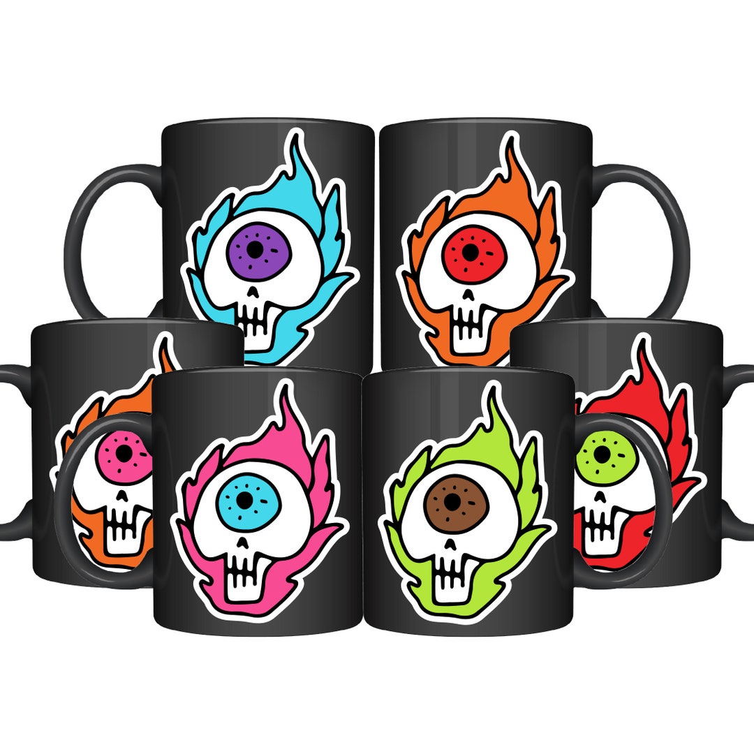 Flaming Skull Sticker for Car, Mug, Laptop, Mirror & More - Etsy