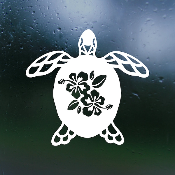Sea Turtle With Hibiscus Decal - Etsy
