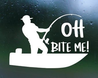 Bite Me Hook and Fish Vinyl Decal Multiple Sizes and - Etsy