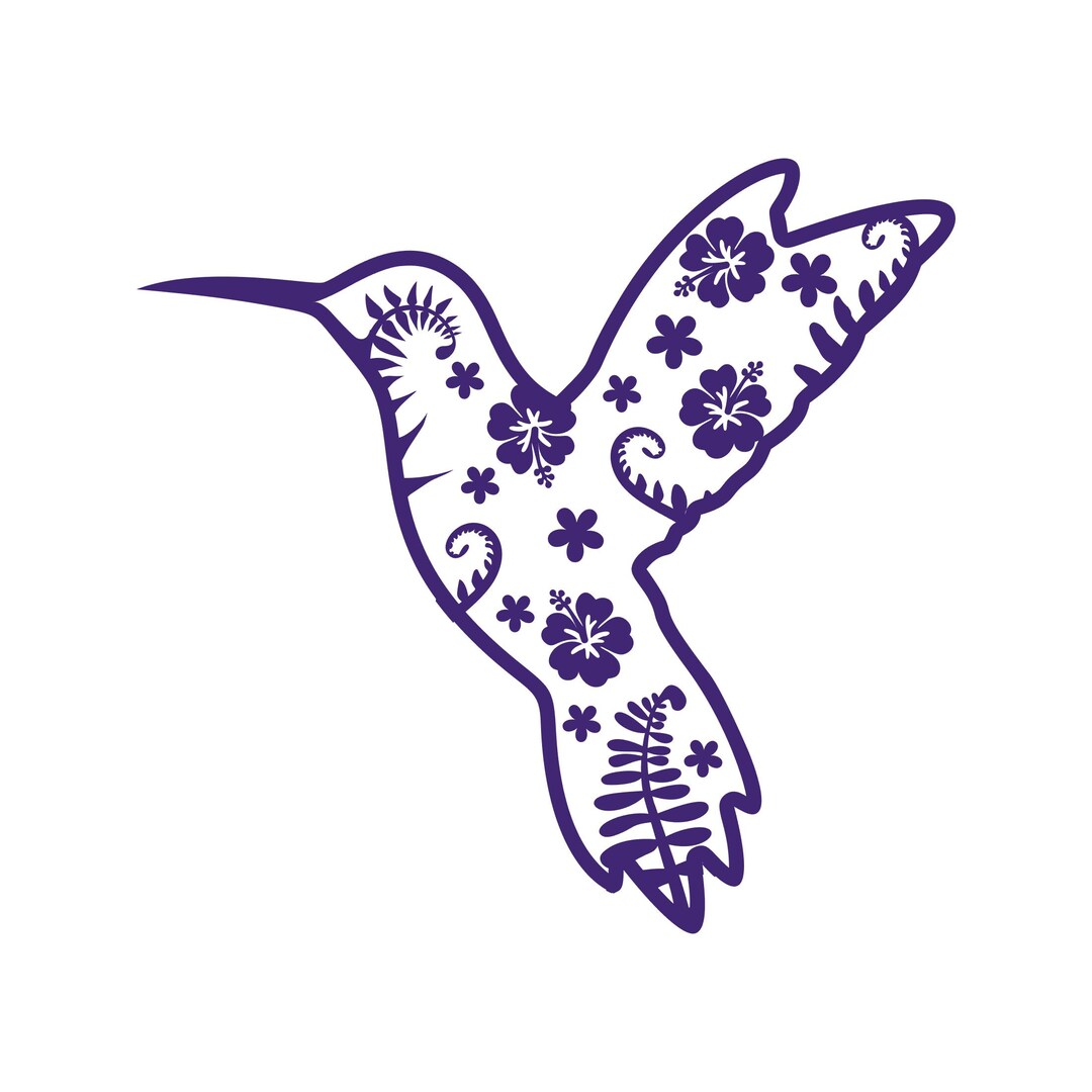 Custom Designed Die Cut Vinyl Floral Hummingbird Decal - Waterproof ...