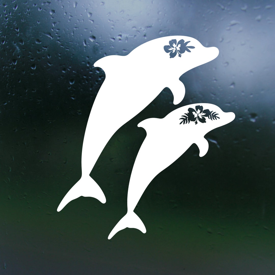 Floral Dolphins Vinyl Decal-car Decal, Rear Window Decal, Laptop Decal ...
