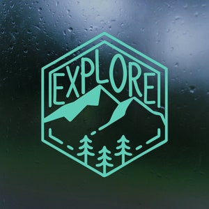 Explore Mountain Scene Decal for Car, Truck, RV, Camper, Windows & More ...