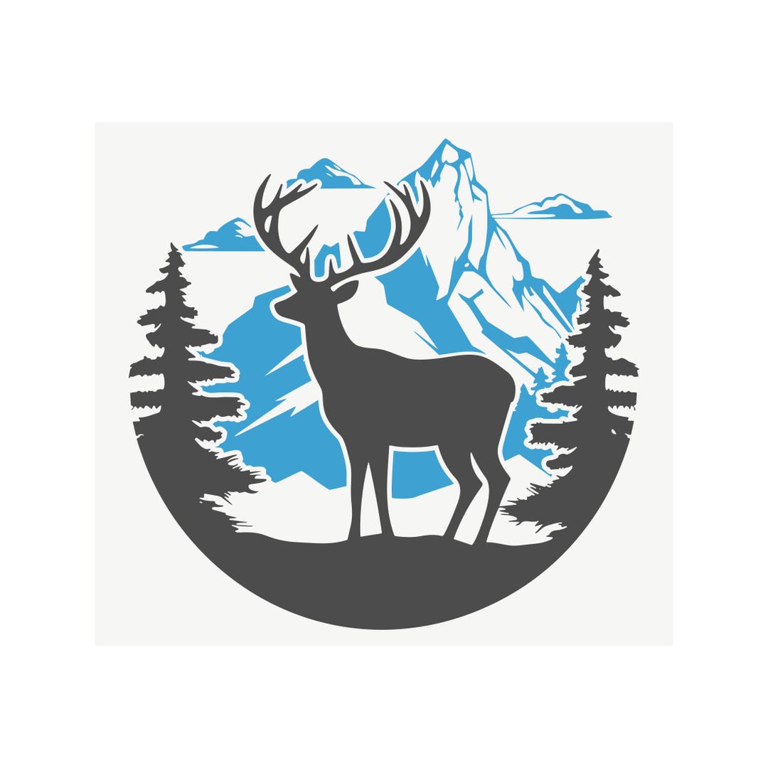 Waterproof Die Cut Vinyl Deer Scene Decal - Vehicle / Camper / Trailer ...