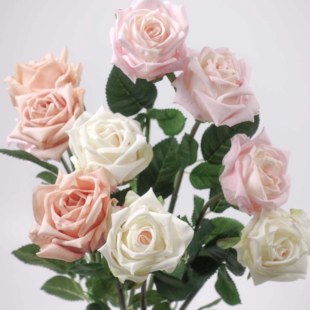 Real Touch Small Rose Stem 46cmh | Artificial Faux Flowers | Rose Stem ...