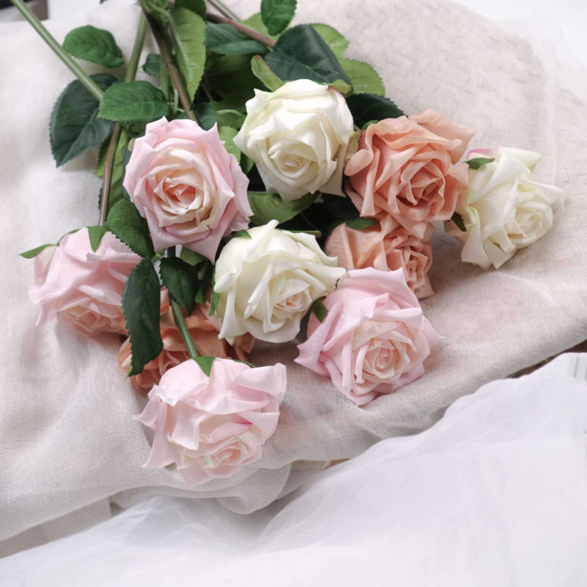 Real Touch Small Rose Stem 46cmh | Artificial Faux Flowers | Rose Stem ...