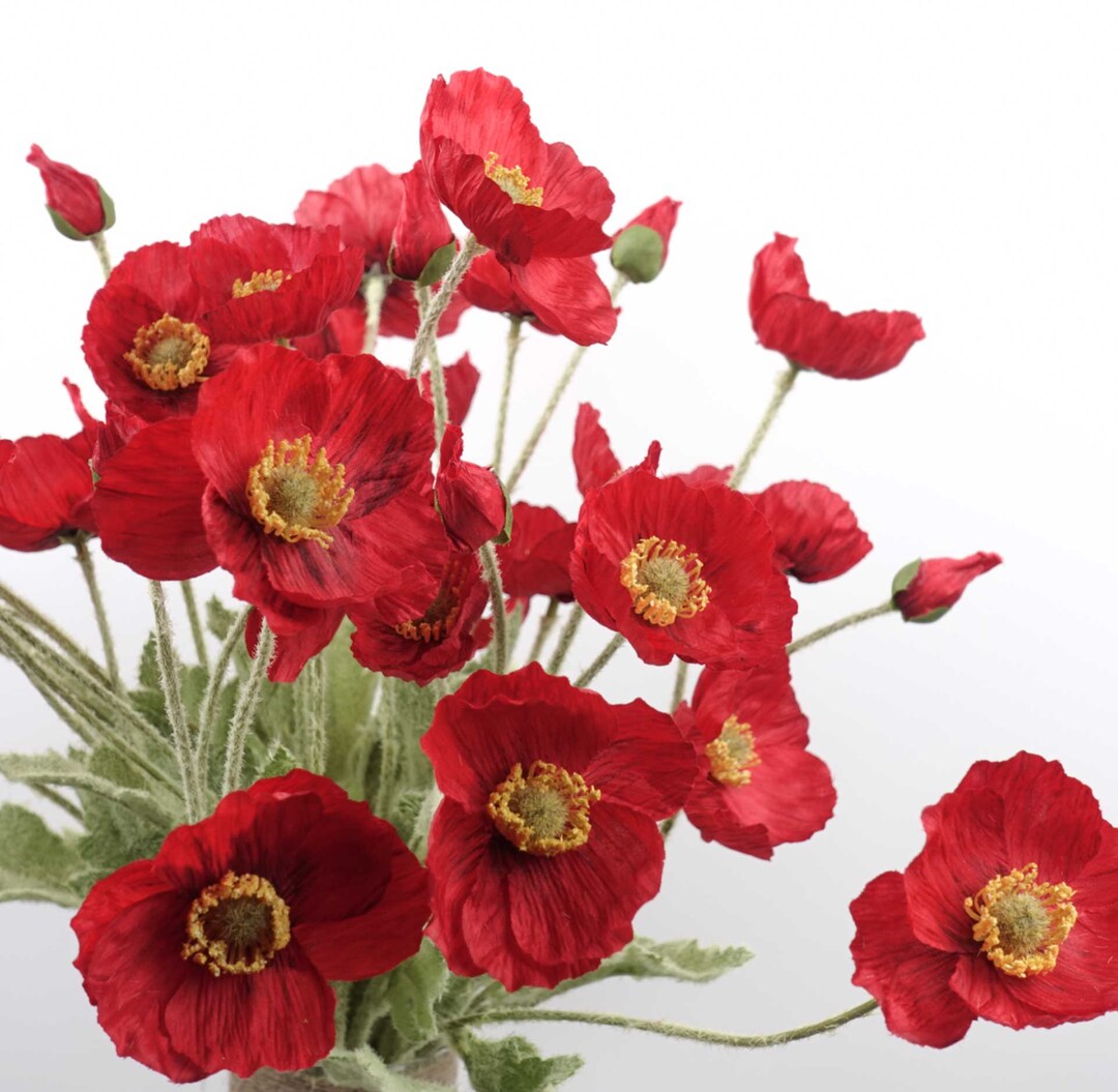 Poppy Flower Stem in Red 60cmh | Artificial Flowers | Poppy Flower ...