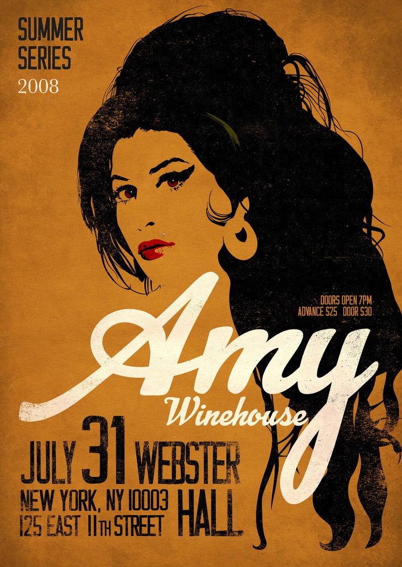Amy Winehouse Retro Style Concert Poster Art Print | Etsy