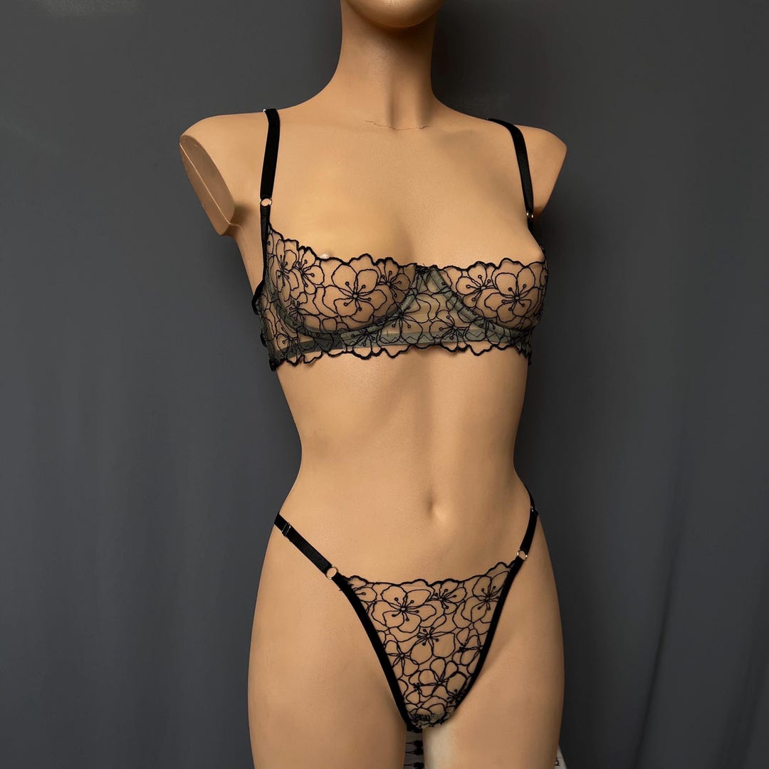 Nude Lace See Through Panties Open Crotch Thong Crotchless Panty