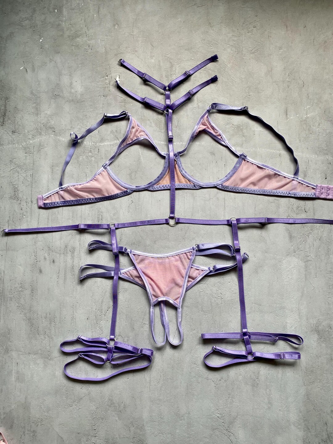 Colored Open Cupless Bra - SPIDER | Handmade Custom Size Lingerie Set ...